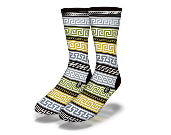 GREEK KEY PATTERN Fun Greek Socks – Savvy Sox