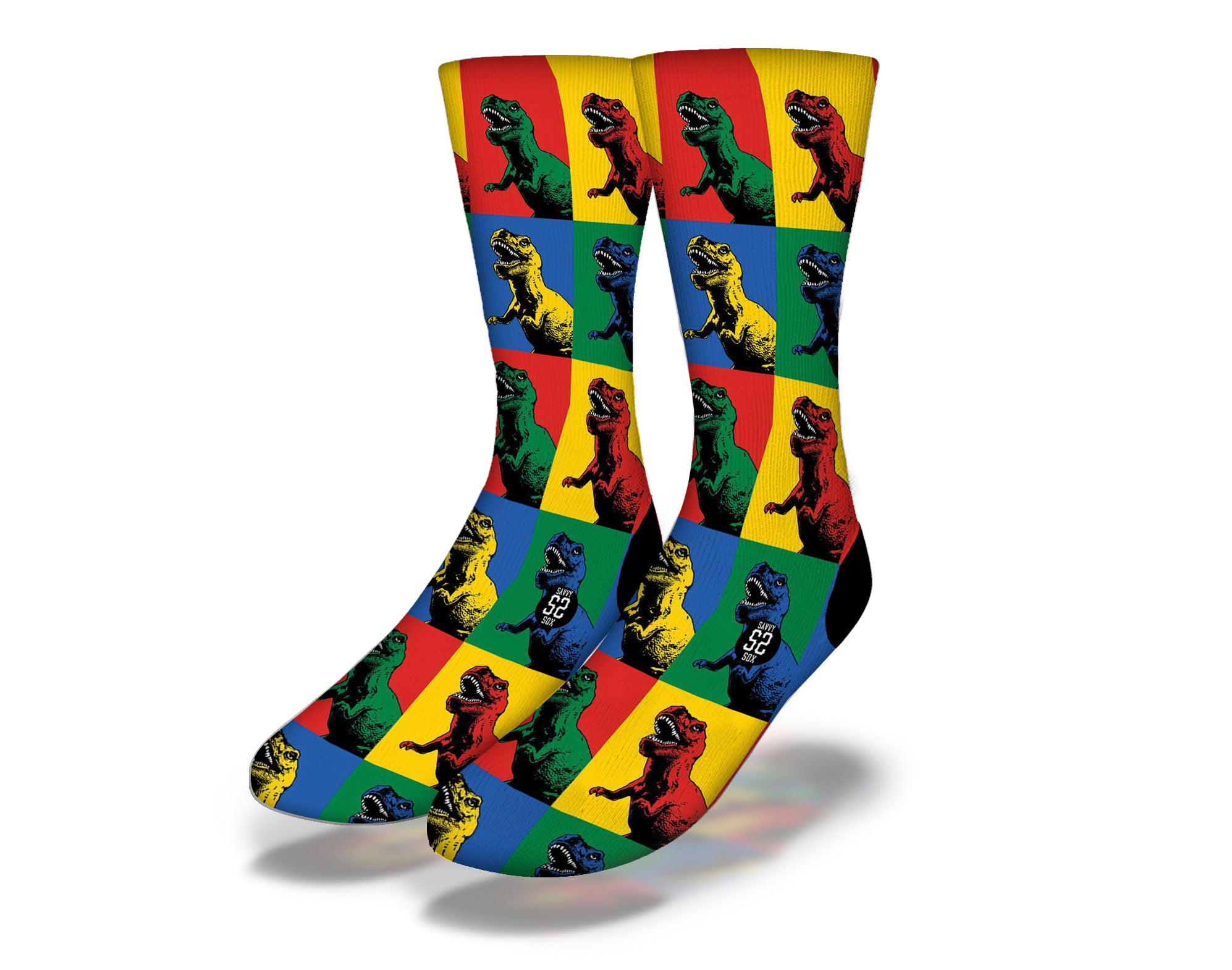TECHNICOLOR T-REX Fun Dinosaur Socks – Savvy Sox