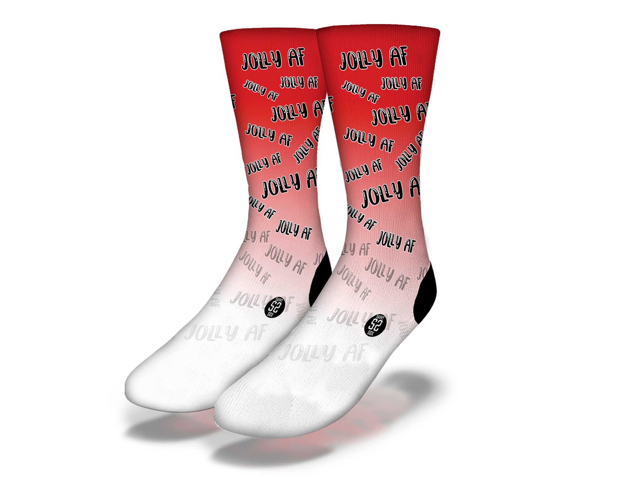 JOLLY AF (Red) Funny Christmas Socks | Socks | Savvysox.com – Savvy Sox