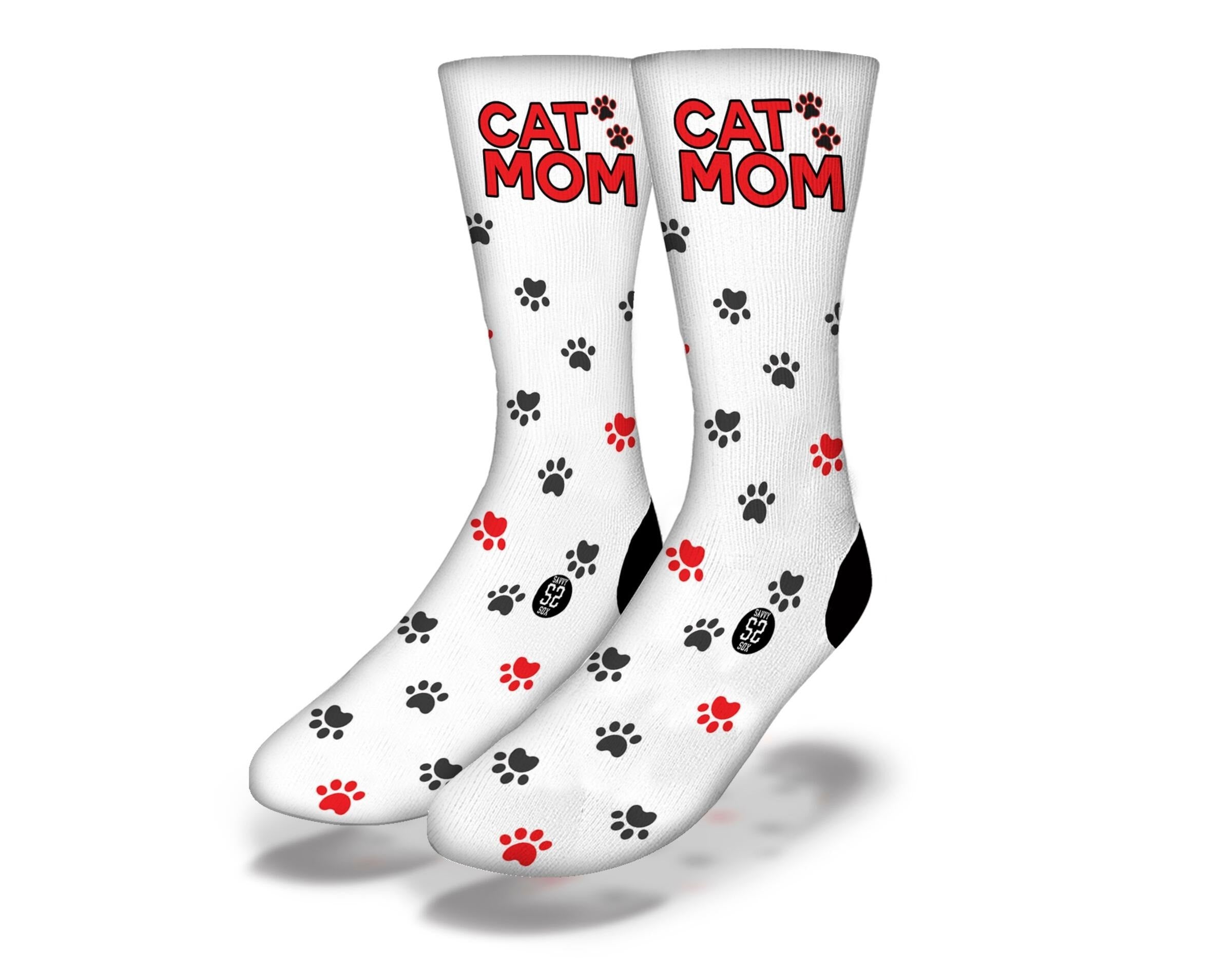 CAT MOM Cute Paw Print Animal Socks | Socks | Savvysox.com – Savvy Sox