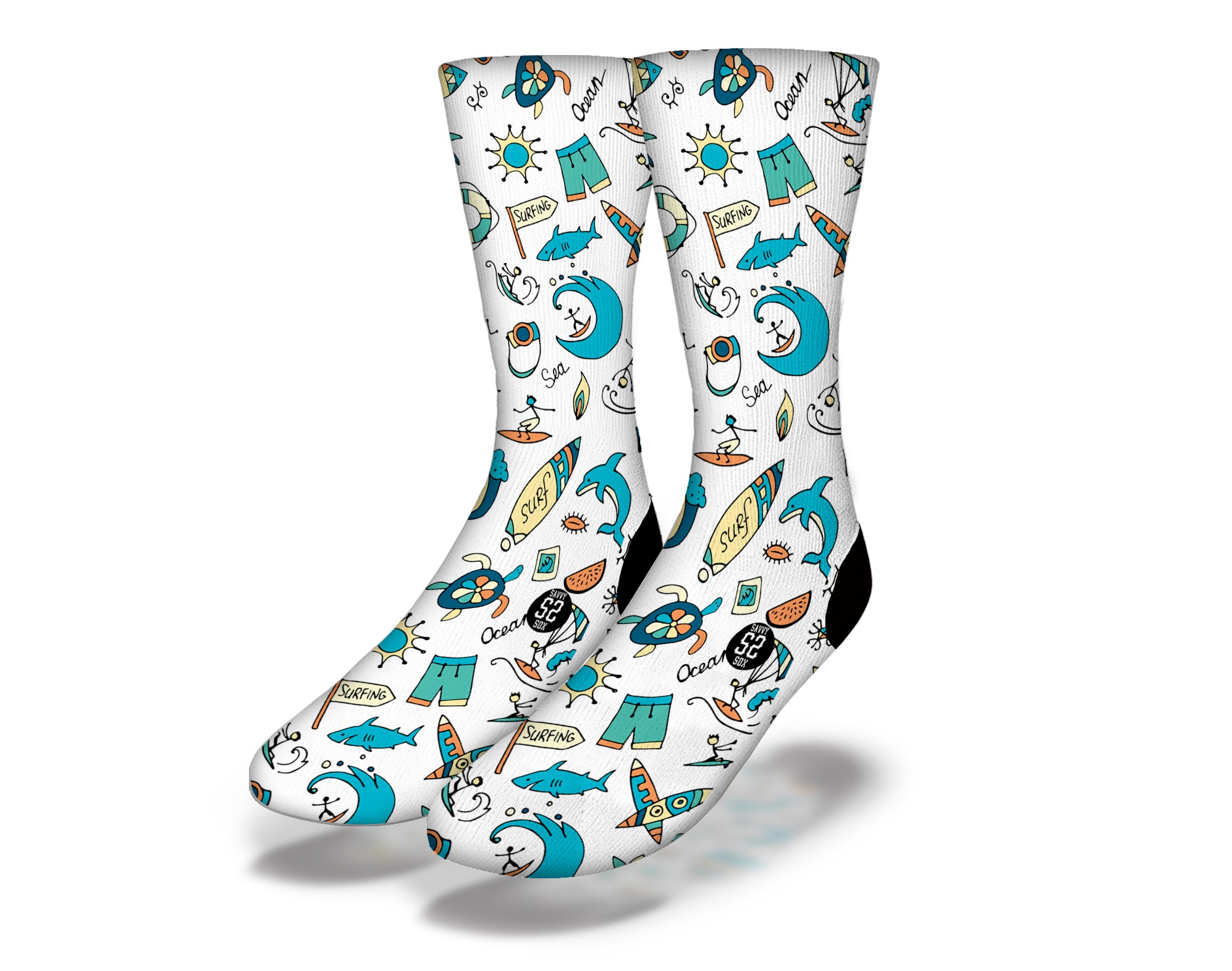 SURF LIFE ILLUSTRATED Fun Surfing Socks – Savvy Sox