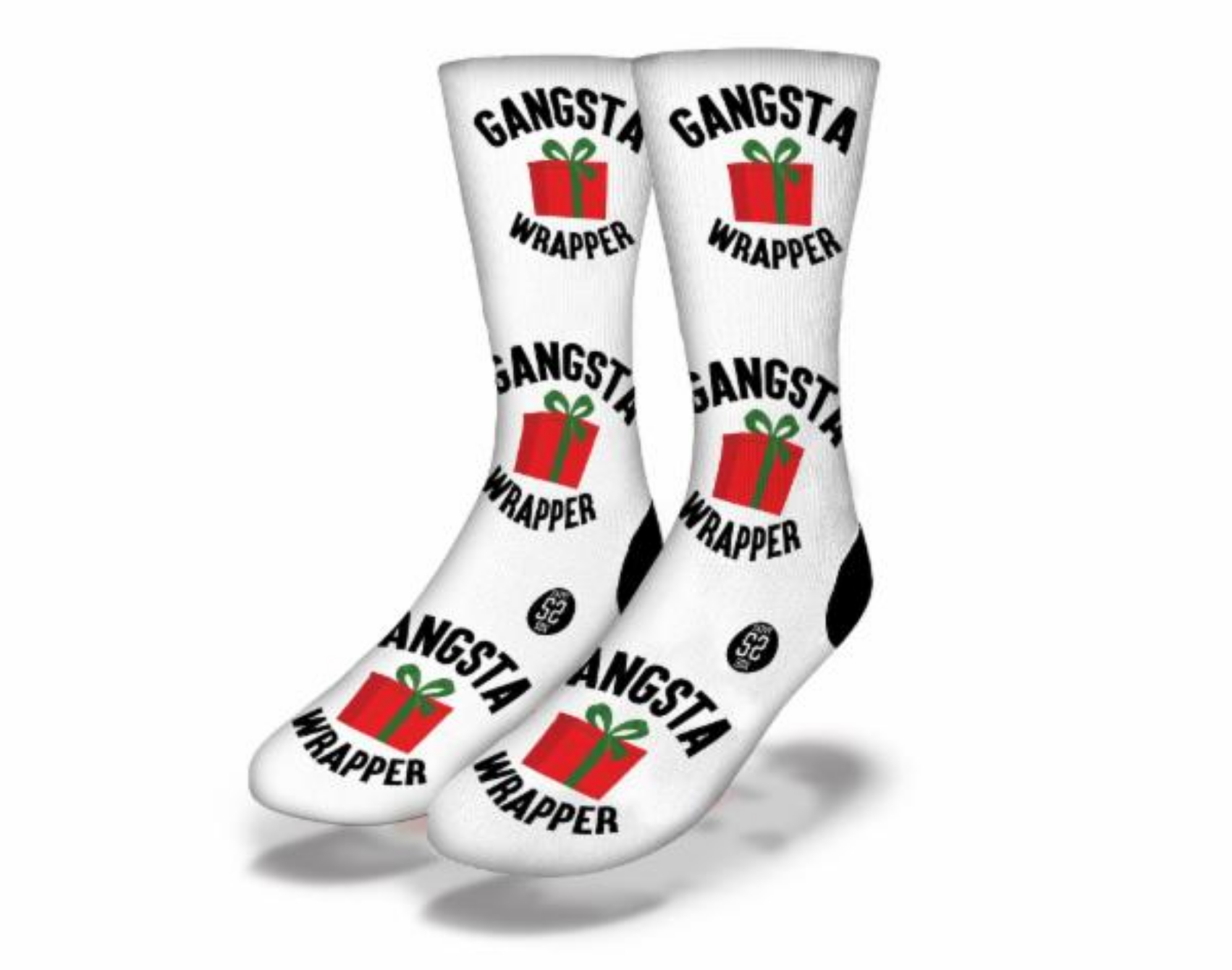 GANGSTA WRAPPER Funny Christmas Socks (Logo) | Socks | Savvysox.com ...